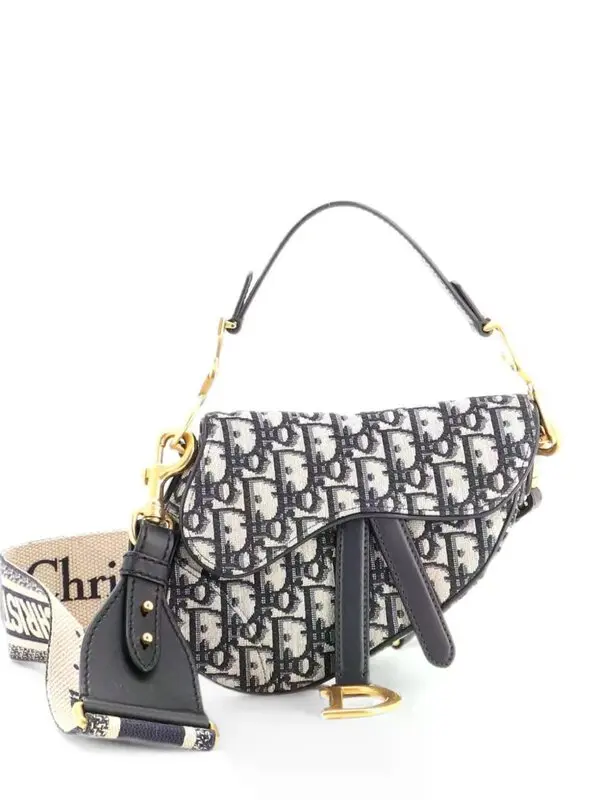Dior Saddle Handbag With Strap Oblique Canvas Mini Shoulder Bag