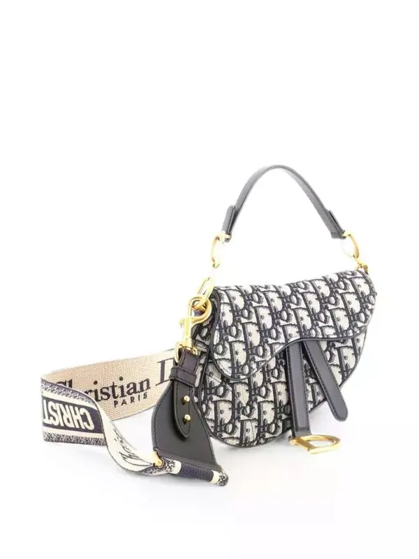 Dior Saddle Handbag With Strap Oblique Canvas Mini Shoulder Bag