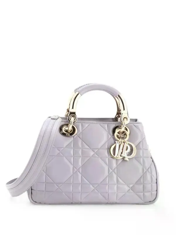 Dior Lady 95.22 Bag Cannage Embossed Leather Small Crossbody Bag - Grey