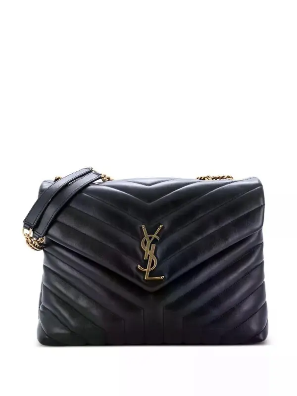 Saint Laurent Loulou Matelasse Chevron Leather Medium Shoulder Bag - Black
