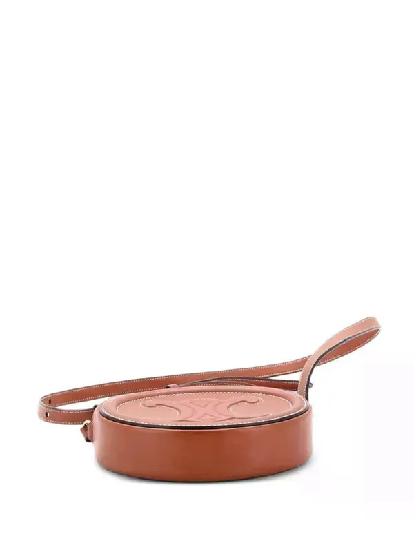 Celine Triomphe Oval Leather Mini Crossbody Bag - Brown