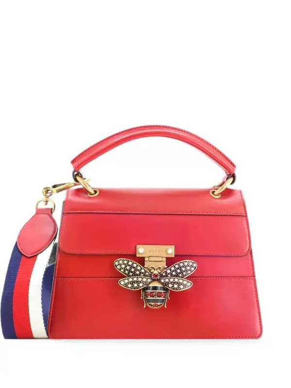 Gucci Queen Margaret Top Handle Bag Leather Small Satchel - Red