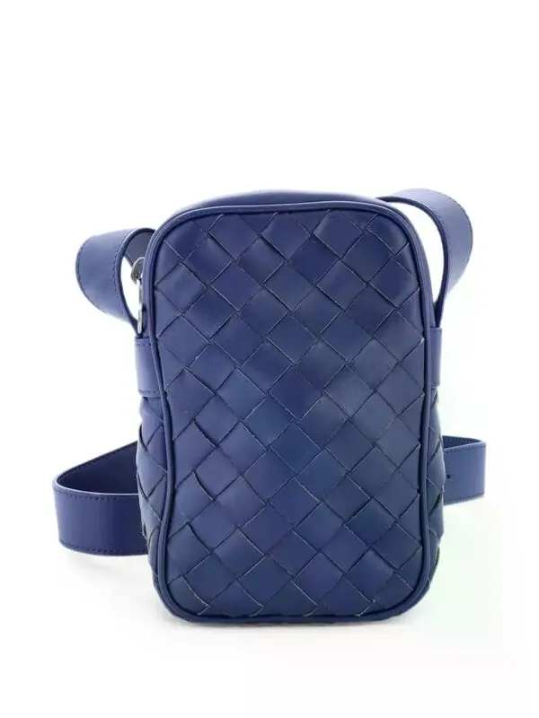 Bottega Veneta Zipped Phone Intrecciato Nappa Crossbody Bag - Blue