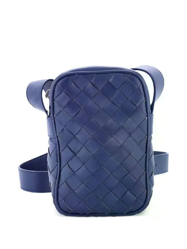 Bottega Veneta Zipped Phone Intrecciato Nappa Crossbody Bag - Blue