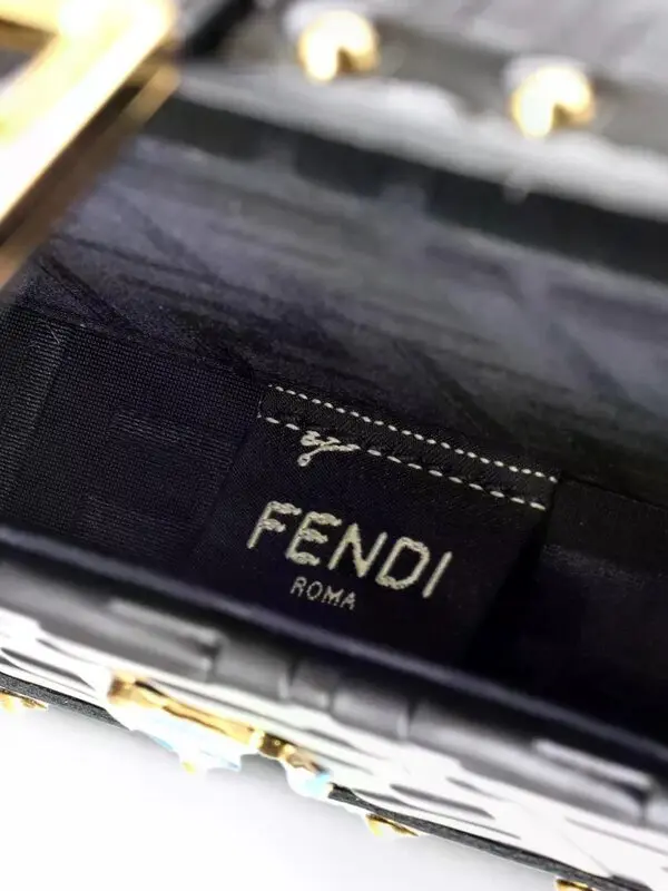 Fendi Baguette Trunk Bag Zucca Embossed Leather Mini Crossbody Bag