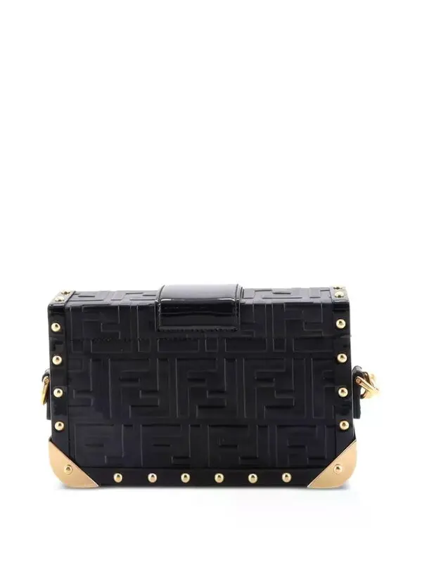 Fendi Baguette Trunk Bag Zucca Embossed Leather Mini Crossbody Bag