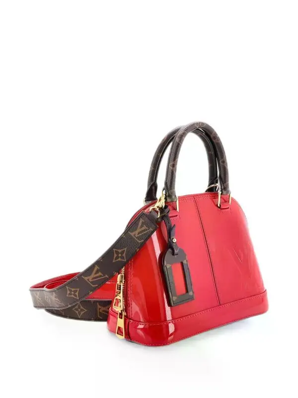 LOUIS VUITTON Alma Handbag Vernis Monogram Canvas Bb Satchel - Red