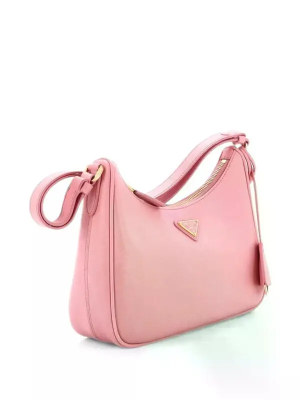 Prada Re-edition Saffiano Leather Mini Hobo Shoulder Bag - Pink