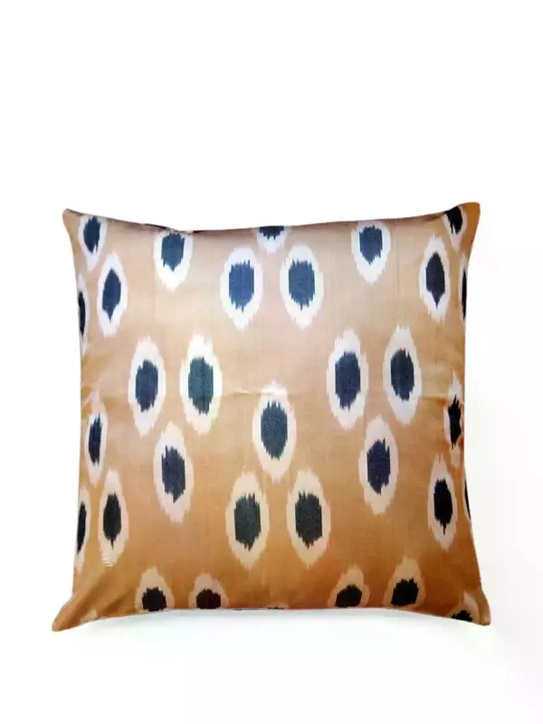 LES-OTTOMANS Ikat-print Silk Cushion - Brown