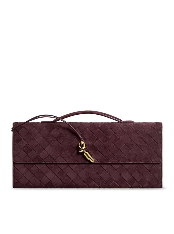 Bottega Veneta Suede Intrecciato Clutch With Knot Closure - Multicolor