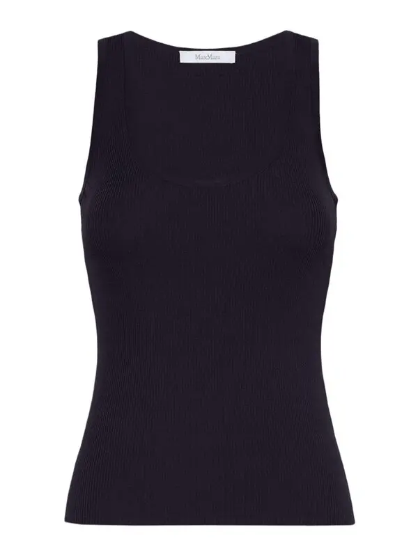 Max Mara Fitted Ribbed Viscose Crepe Top - Black