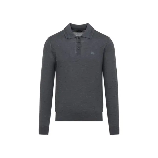 Etro Fuji Knitted Polo - Gray