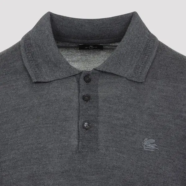 Etro Fuji Knitted Polo - Gray