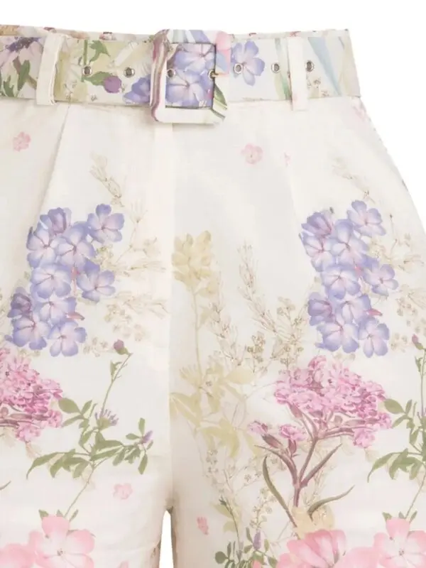 Charo Ruiz Ibiza Pansy Print Belted Shorts