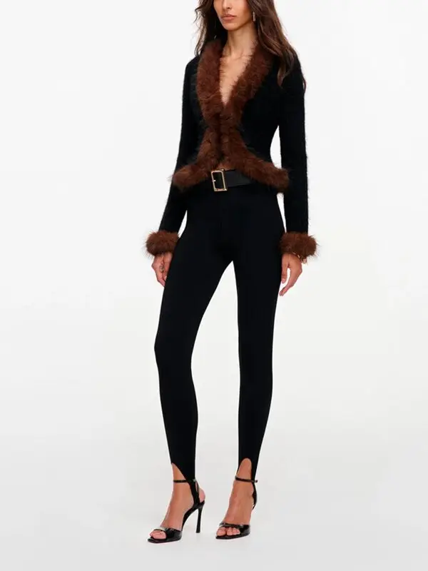 SELF-PORTRAIT Faux Fur Trimmed Knit Cardigan - Multicolor