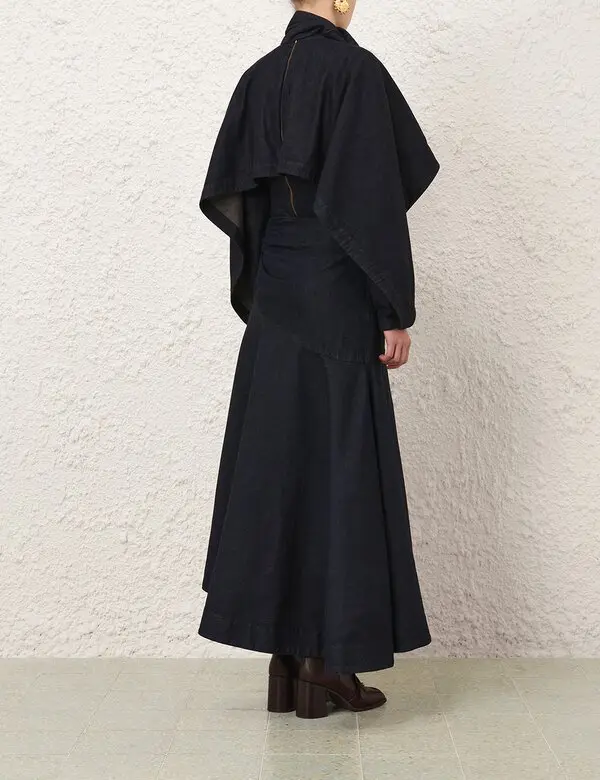 Zimmermann Denim Draped Maxi Skirt