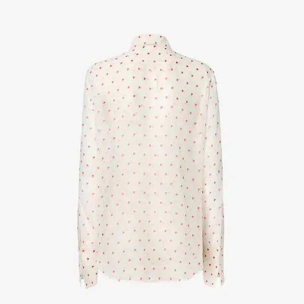 Fendi Silk Heart Print Long Sleeve Shirt