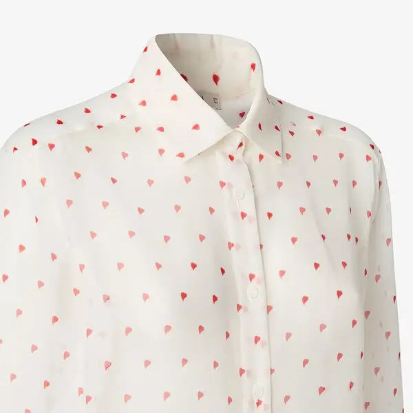 Fendi Silk Heart Print Long Sleeve Shirt