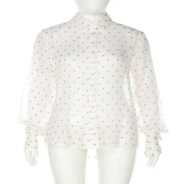 Fendi Silk Heart Print Long Sleeve Shirt - Multicolour