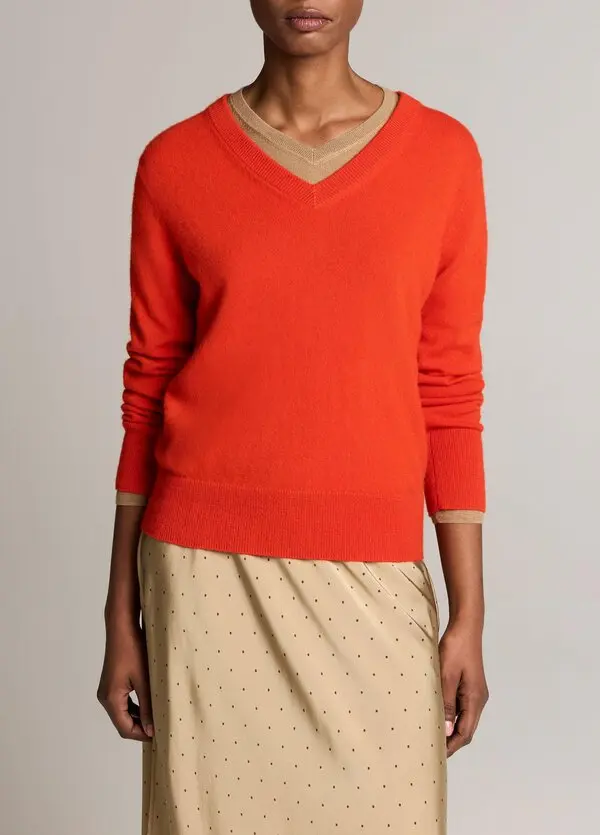 Vince Cashmere V-neck Sweater - Crimson