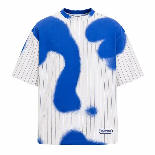 MYSIMPLICATED Blue / White Spray Blue Stripes Oversized T-shirt