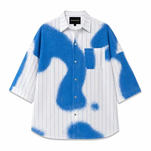 MYSIMPLICATED Blue / White Blue Stripes Oversized Shirt