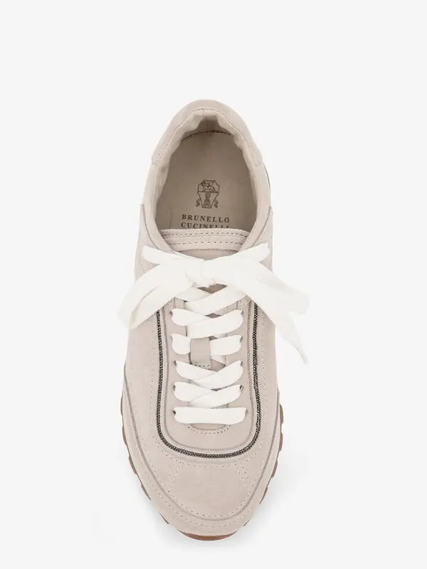 Brunello Cucinelli Suede Sneakers With Monili Embellishment