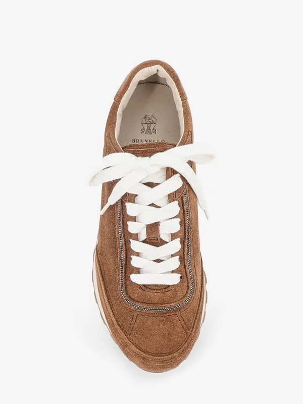 Brunello Cucinelli Suede Sneakers With Monili Embellishment