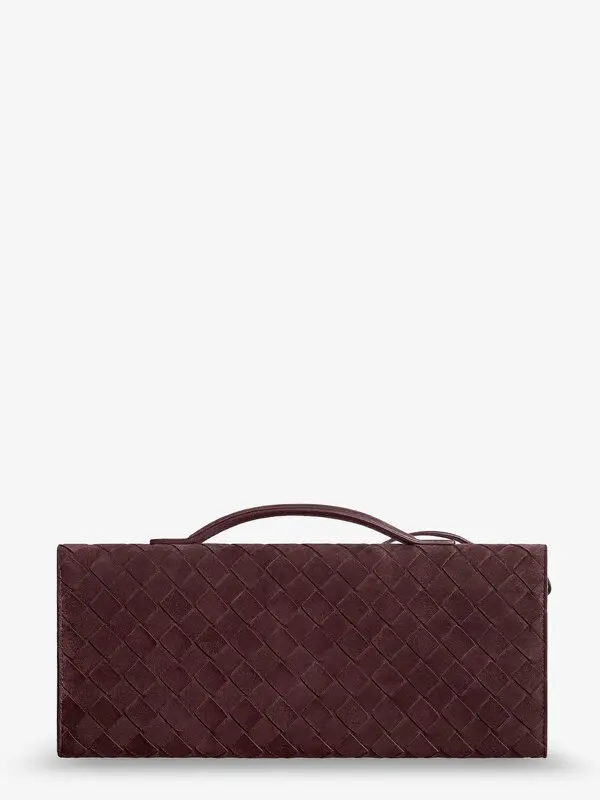 Bottega Veneta Andiamo Suede Clutch With Intrecciato Pattern