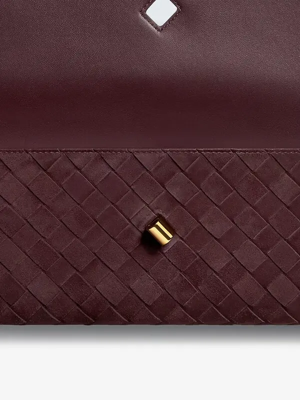 Bottega Veneta Andiamo Suede Clutch With Intrecciato Pattern