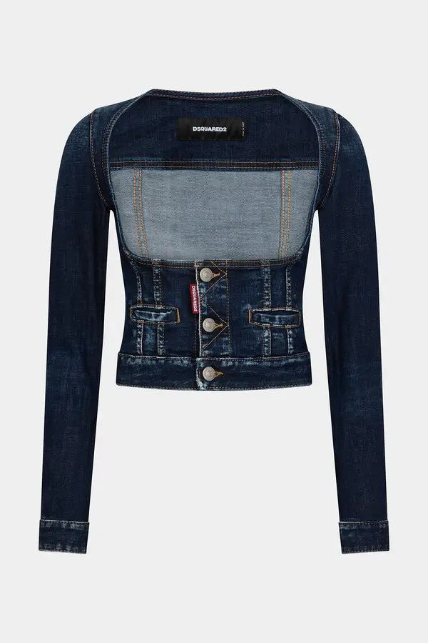 Dsquared2 Stretch Denim Long Sleeves Corset Jacket - Blue