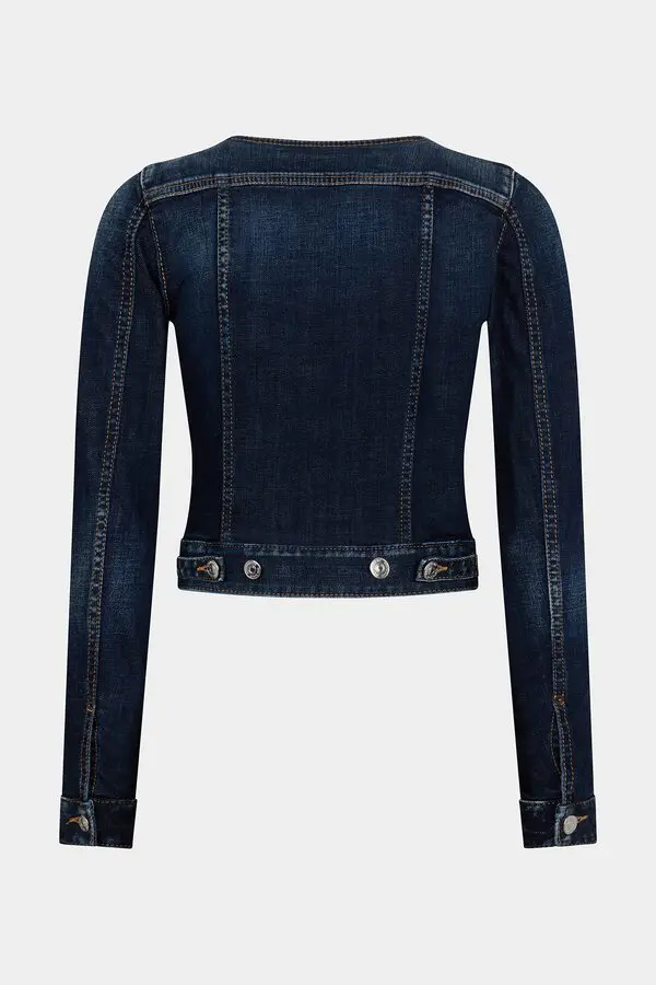 Dsquared2 Stretch Denim Long Sleeves Corset Jacket