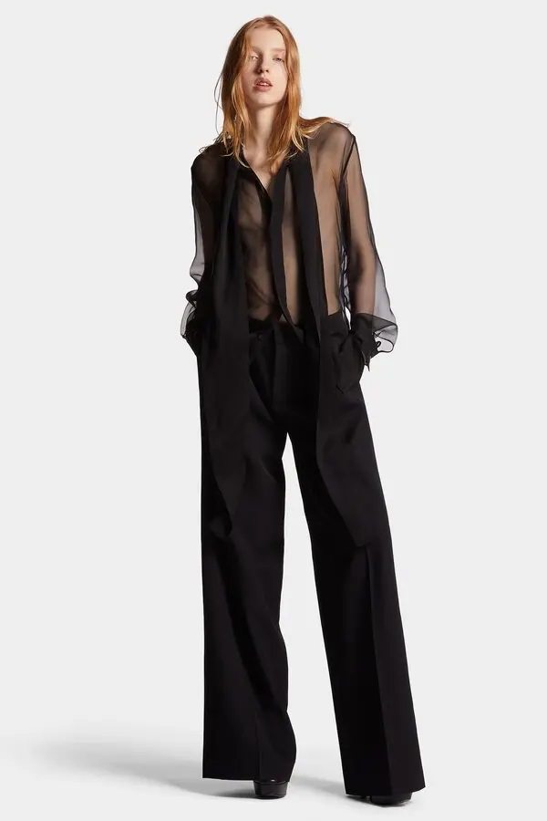 Dsquared2 Silk Chiffon Pussy Bow Shirt