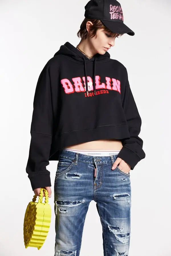Dsquared2 Cropped Hoodie With Graphic Detail