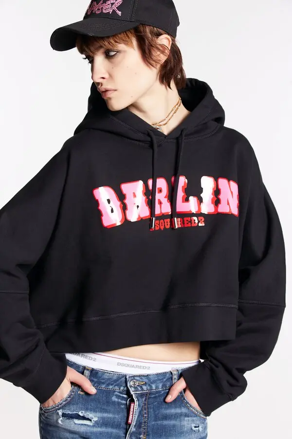 Dsquared2 Cropped Hoodie With Graphic Detail