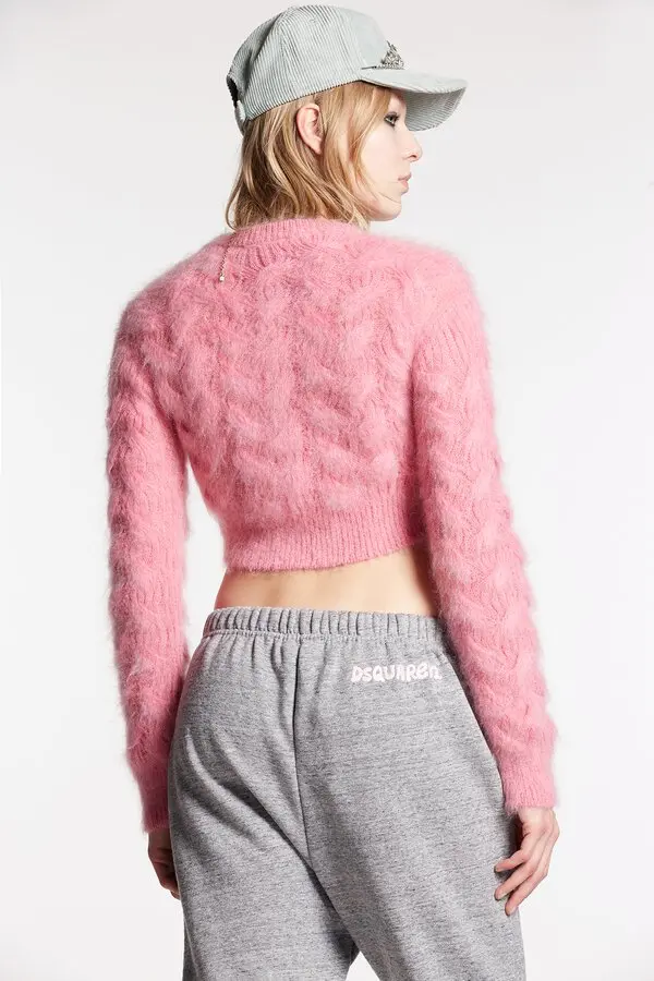 Dsquared2 Mohair 3d Cable Cropped Knit