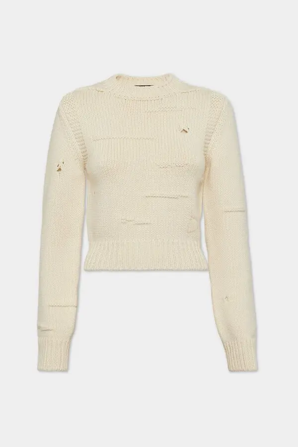 Dsquared2 Wool Links Stitch Cropped Jumper