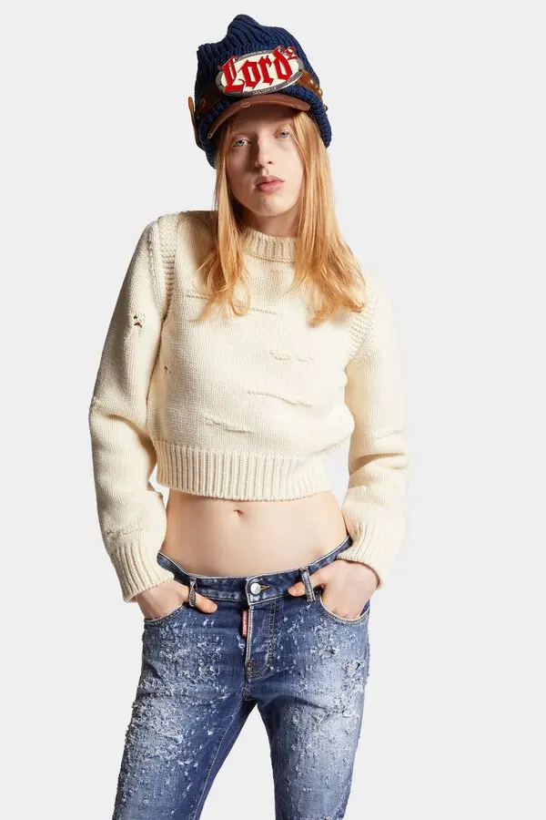 Dsquared2 Wool Links Stitch Cropped Jumper