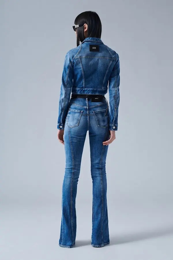 Dsquared2 Icon Medium Wash High Waist Trumpet Jeans