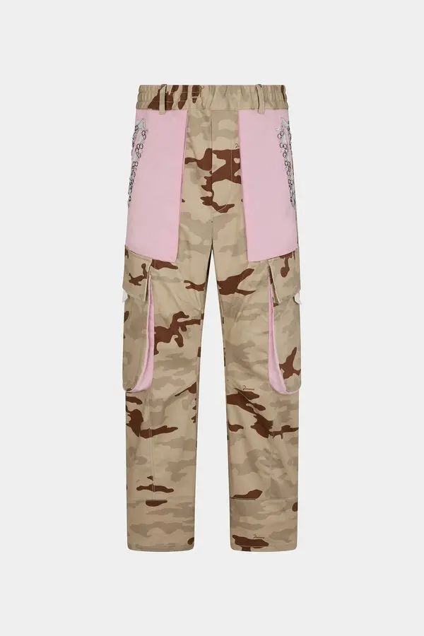 Dsquared2 Camouflage Cargo Pants With Crystal Embellishments