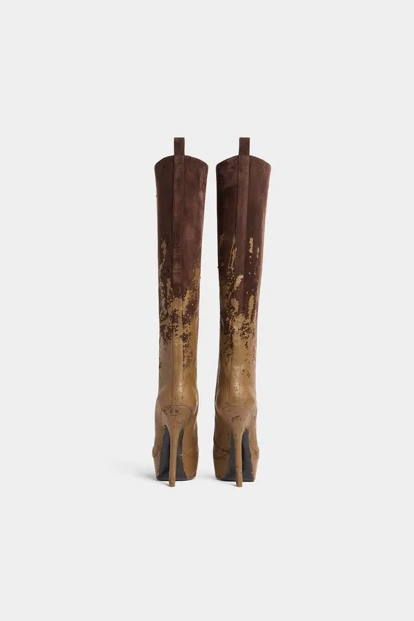 Dsquared2 Deanday Heeled Leather Long Boots