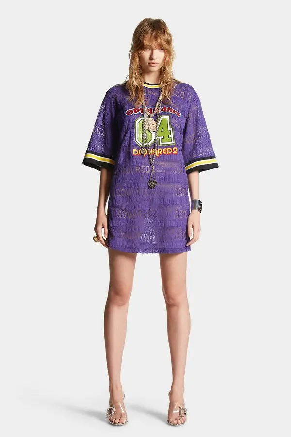 Dsquared2 Lace Logo Maxi T-shirt Dress