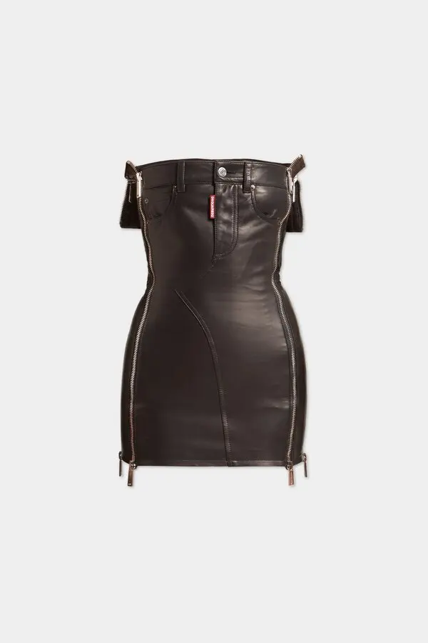 Dsquared2 Leather Strapless Dress