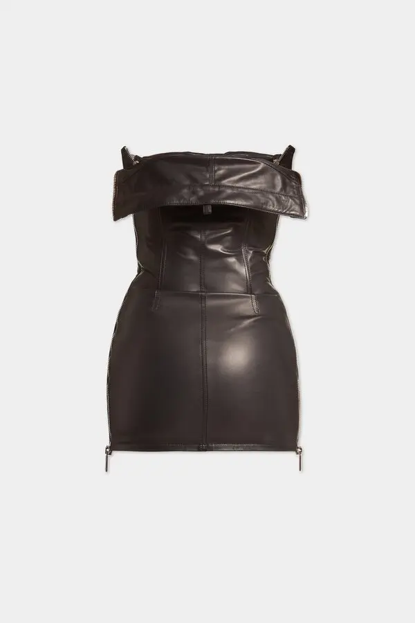 Dsquared2 Leather Strapless Dress
