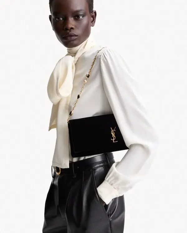 Saint Laurent Kate Clutch In Velvet
