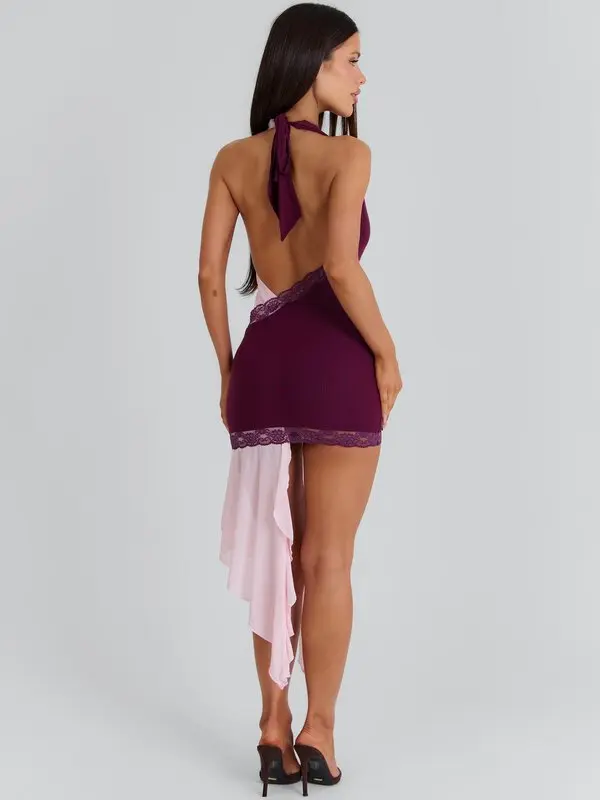 OUTCAST Natalee Mini Dress Burgundy - Red/pink