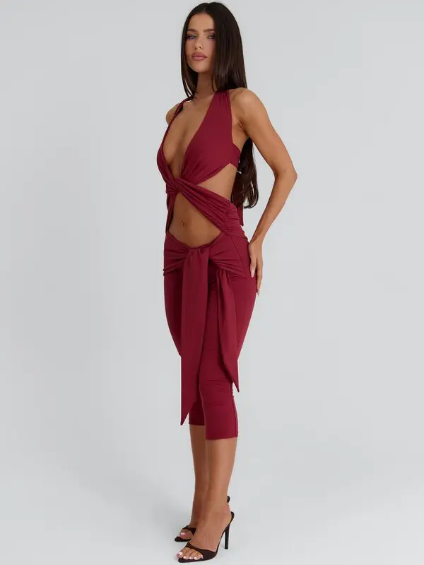 OUTCAST Eugenia Capri Jumpsuit Burgundy