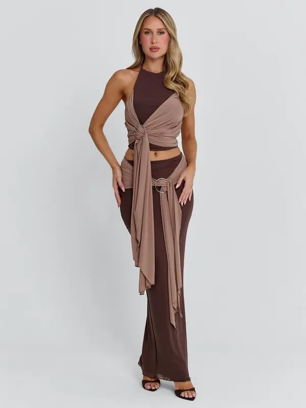 OUTCAST Nerina Maxi Skirt Chocolate