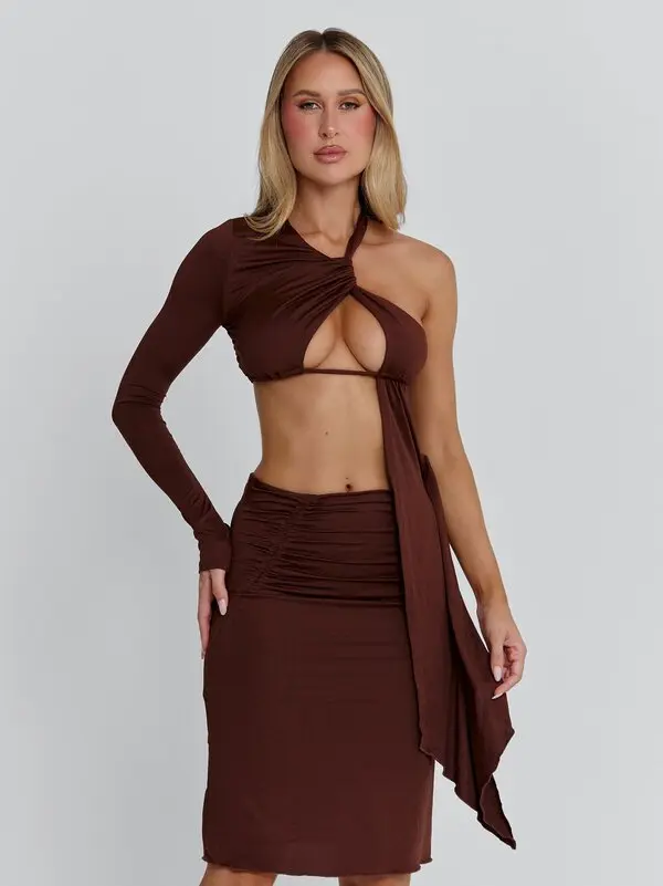 OUTCAST Serna Midi Dress Chocolate