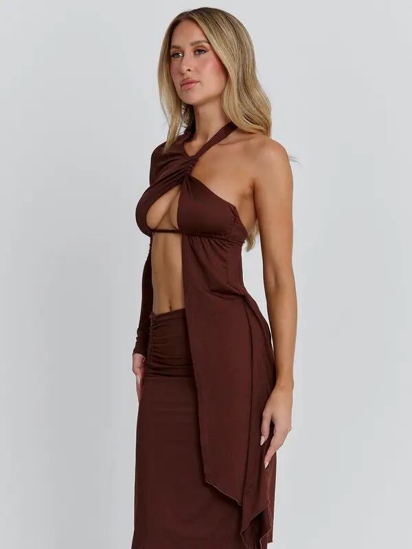 OUTCAST Serna Midi Dress Chocolate